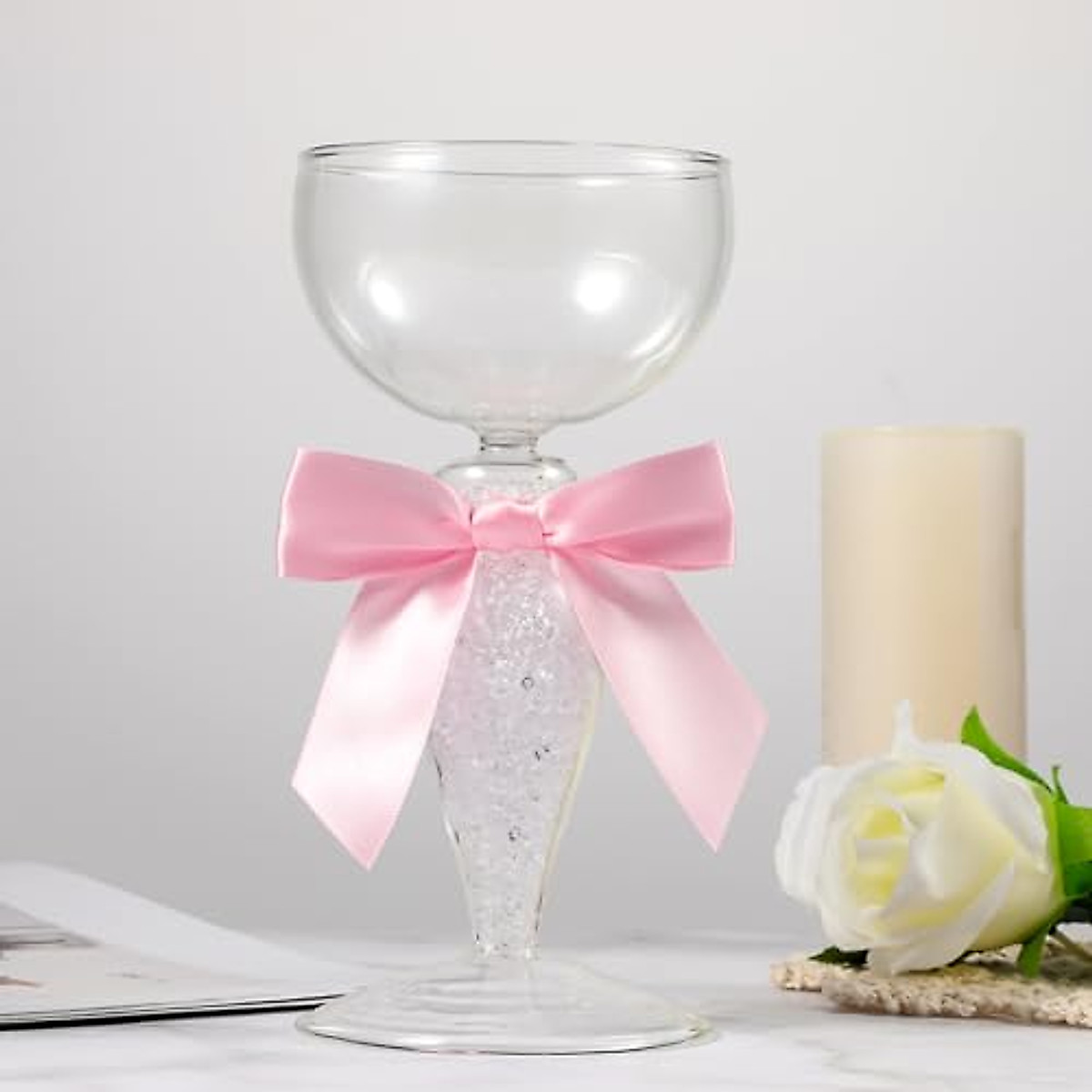 50pcs 3.5" Small Pink Bow Twist Tie Bows Mini Bows Wedding Favor Ribbon Bows for Cookie Candy Bagging Baby Shower Halloween Thanksgiving