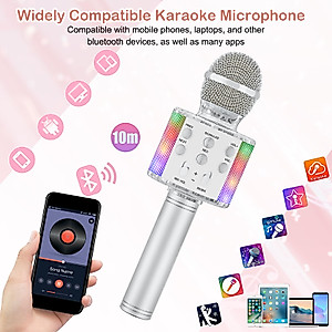Verkstar Karaoke Microphone, 5-in-1 Wireless Bluetooth Karaoke Mic for Adults Kids, Handheld Mics Speaker with LED Lights,Christmas Birthday Gifts for All Ages