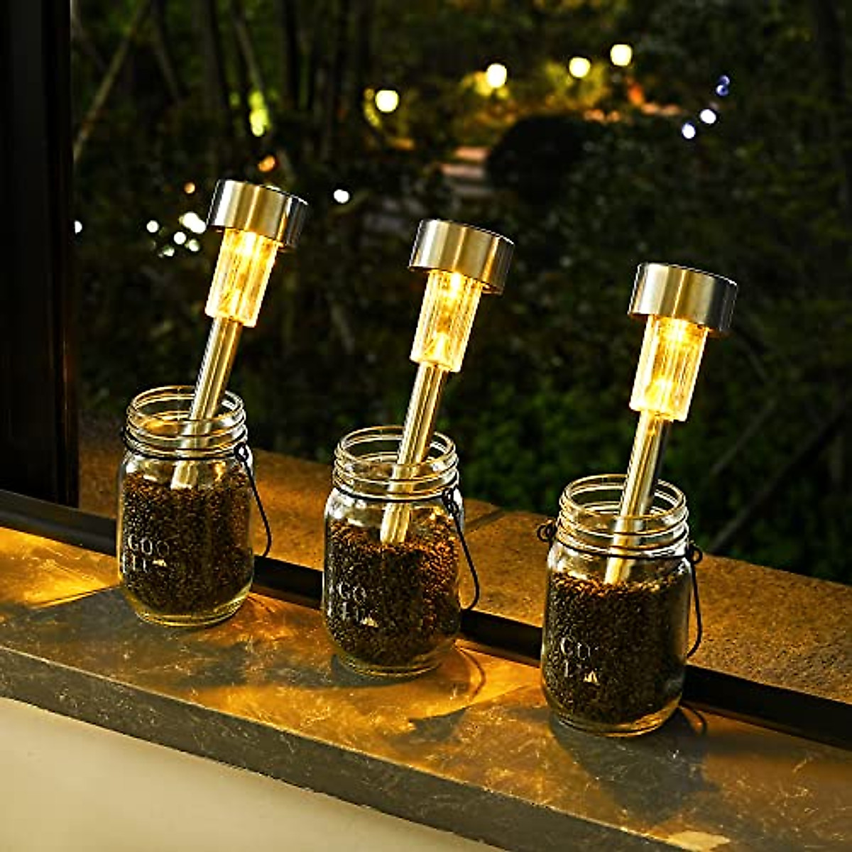 SOLPEX 12 Pack Solar Outdoor Lights Pathway, Stainless Steel Solar Lights Outdoor Waterproof,LED Landscape Lighting Solar Walkway Lights for Landscape/Patio/Lawn/Yard/Driveway-Warm White