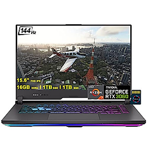 ASUS ROG Strix G15 G513 Gaming Laptop | 15.6" FHD 144Hz | AMD 8-Core Ryzen 7 4800H (>i7-11370H) | 16GB DDR4 1TB SSD + 1TB SSD | GeForce RTX 3060 6GB Graphic | USB-C Backlit Win11 + 32GB MicroSD Card