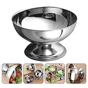 Angoily Stainless Steel Ice Cream Bowls Set of 2, Dessert Cups with Footed for Dessert, Sundae, Ice Cream, Fruit, Salad, Snack, Cocktail, Condiment, Trifle and Holiday Party Serving (9.2CM)