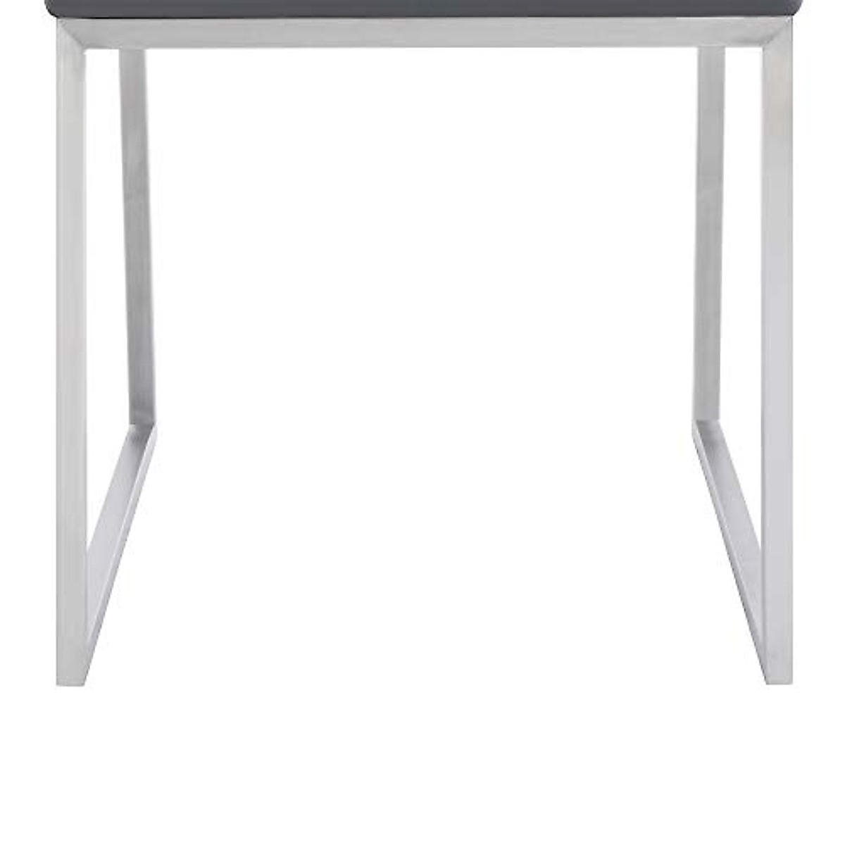 Armen Living Trevor Contemporary Faux Leather Dining Chair - Set of 2, 20" Seat Height, Gray and Brushed Stainless Steel