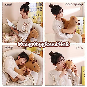 SQEQE Capybara Plush Toy, Cute Capybara Stuffed Animals, Super Soft Capybara Plushie Pillow Unique Brown Plushies Doll Gifts for Girls Boys Kids Decor 8 inch