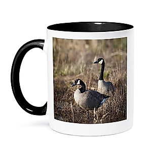 3dRose USA Oregon Basket Slough NWR Pair of Canada Geese Two Tone Mug, 11 oz, Black