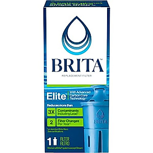 Brita Elite Water Filter Replacement for Pitchers and Dispensers, BPA-Free, Reduces 99% of Lead, Lasts Six Months or 120 Gallons, Includes 1 Pitcher Replacement Filter