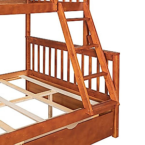 DEYOBED Twin Over Full Wooden Bunk Bed with 2 Storage Drawers for Kids Teens Adults