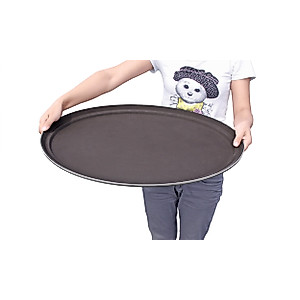 New Star Foodservice 25453 Non-Slip Tray, Plastic, Rubber Lined, Oval, 20.5 x 25.25-Inch, Black…
