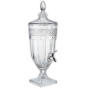 MOLIGOU Glass Iced Beverage Dispenser, 0.8 Gallon Drink Dispenser with Glass Lid and Stainless Steel Spigot, Wide Mouth Beverage Server for Party, Bar