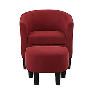 Convenience Concepts Take a Seat Churchill Accent Chair with Ottoman, Red Microfiber