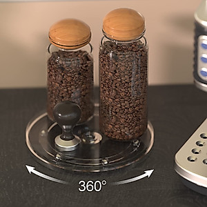 VOLCANOES CLUB 6 Inch Lazy Susan Turntable Organizer - Rotating Tray Swivel Stand with Steel Ball Bearings for Cake, Kitchen Cabinets, Monitor, TV, Painting, Display (30lb Capacity/Clear Acrylic)