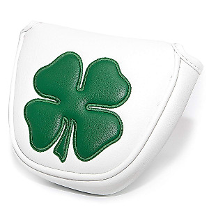 barudan golf Green White Shamrock Golf Headcover Head Covers Magnetic Mallet Putter Club Cover Protector Synthetic Leather Well Made for Odyssey 2ball Putters,Scotty Cameron,Tayormade,Ping (White)