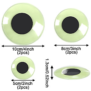 PETKNOWS Glow in The Dark Googly Eyes - Self Adhesive Craft Sticker, Large Sticky Eyes in 2", 3", 4" for DIY Decoration