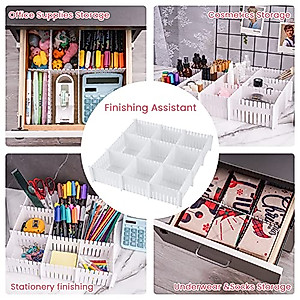 NiHome 8PCS Adjustable Drawer Divider Set, 12.6"x2.75" Flexible Plastic Drawer Organizer Grid for Socks, Underwear, Makeup, Stationary Storage, Home Kitchen Bedroom Dresser Office Desk (White)