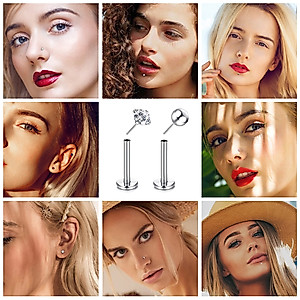 FIBO STEEL 16G Threadless Push in Lip Rings for Women Surgical Steel Nose Rings Studs Labret Monroe Tragus Helix Cartilage Earrings Medusa Piercing Jewelry 8mm