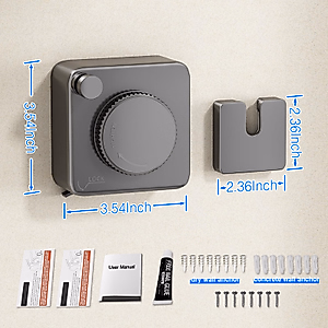 MUSTORN Retractable Clothesline Indoor, Non-Sagging Outdoor Clothes Line Retracting Heavy Duty Clothes Drying Laundry Line Wall Mounted Stainless Steel Line-15.1 Feets（Square-Grey）