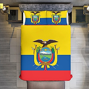 Ecuador Flag Bedding Comforter Sets Lightweight Ultra Soft Comforter Bedding Set 3 Pieces (1 Duvet Cover, 2 Pillowcases) with Zipper Closure