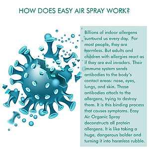 Easy Air Organic Allergy Relief Spray, Clear Liquid Formula for Instant Relief for Symptoms of Pet Allergies, Dust and Mite Allergy - 16 Fl Oz