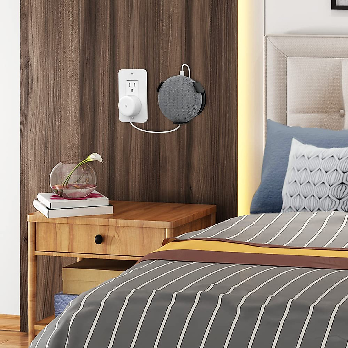 Wall Mount Stand for Google Home Mini/Dot 3rd Generation Voice Assistants Cord Storage Wall Mount(Black)