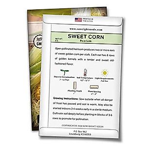 Sow Right Seeds - 3 Sisters Seed Collection for Planting - Packets of Bantam Sweet Corn, Kentucky Wonder Pole Bean, and Waltham Butternut Squash. Non-GMO Heirloom Seeds to Plant Home Vegetable Garden