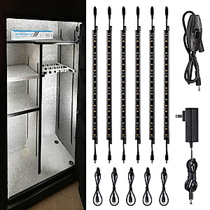 TORCHSTAR LED Safe Lighting Kit, (6) 12 Inch Linkable Light Bars + Rocker Switch + UL Power Adapter, 900LM, Input 100-240V, for Under Cabinet Gun Safe Locker Closet Showcase, 5000K Daylight