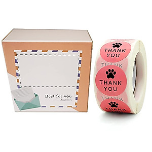 Aisatisforu Thank You Stickers Small Business 500 Pcs Per Roll 1 Inch Dog Paw Design Thank You Sticker Labels for Small Business Envelope Seals, Packaging Online Retailers Boutiques Shops