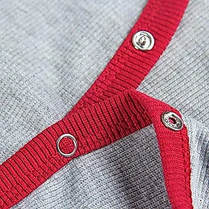 Roselux Women's Sexy Deep V Neck Shorts Long Sleeve Knitted One Piece Bodysuit Sexy Pajama Onesie Bodycon Rompers Overall (Large, Short Sleeve-Gray&Wine2)