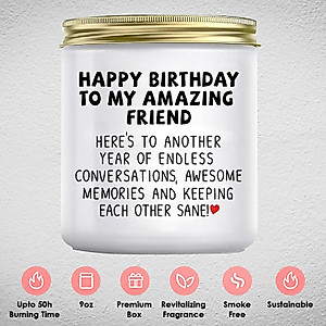 POTENTIA Birthday Gift for Women Happy Birthday Candle Birthday Gift Ideas for Her and Him Best Friend Female Girl Coworker Bestie Men BFF Gift 9Oz Lavender Scented Candle with Gift Ready Premium Box