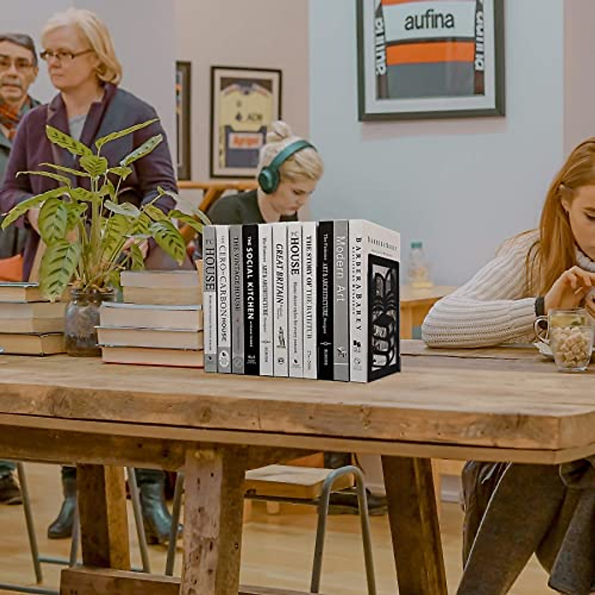 Metal Bookends-Bookend Decorative Heavy Book Ends for Shelves ,Black Book Supports Non-Skid Pineapple Bookshelf Holder for Office Home School Kitchen（Book）