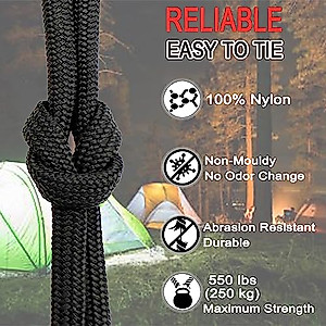 VVAAGG 550 Paracord 100FT, Strong Heavy-Duty Rope, Tactical Parachute Cord, Outdoor Camping Gear Tent Rope 4mm