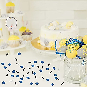 Halodete Boss Baby Confetti - Boy Birthday Party Table Decorations - Baby Shower Gender Reveal Confetti - Baby Boy 1st Birthday Table Scatter Confetti Decorations - Black Blue Glitter, 120pcs