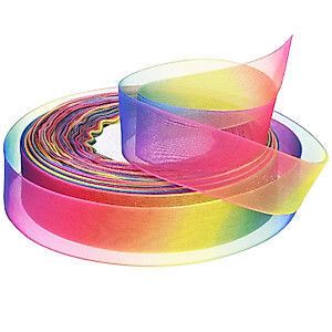 Hapeper Rainbow Sheer Organza Chiffon Ribbon for Gift Wrapping, Crafts, Party Decoration, 50 Yards (1 Inch)