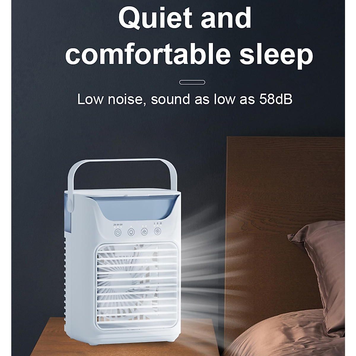Personal Air Cooler Portable Air Conditioner, 3 in 1 Air Cooling Fan with 3 Wind Speeds, Large Water Tank, Colorful Night Lights, 6H Timer, Evaporative Air Cooler for Bedroom Home Office