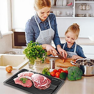 MEIDUNG Rectangular Silicone Defrosting Tray with Drip Plate, Tongs and Sponge for Fast and Safe Thawing of Frozen Foods