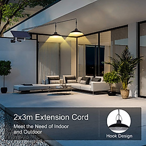 KINBEDY Solar Pendant Light Outdoor Indoor Shed Lights Adjustable Brightness Solar Barn Light Hanging Lamp IP65 Waterproof with 6M Extension Cord for Entryways, Yards, Garden Warmwhite