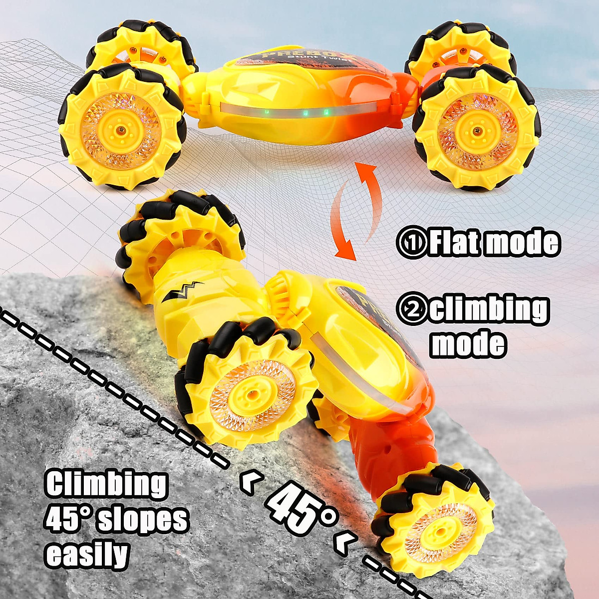 PREBOX Gesture Sensing RC Stunt Car for Boys - Birthday Gifts for Kids Age 6 7 8 9 10 11 12 Year Old, 2.4Ghz Remote Hand Control Car Toys 360°Rotation 4WD