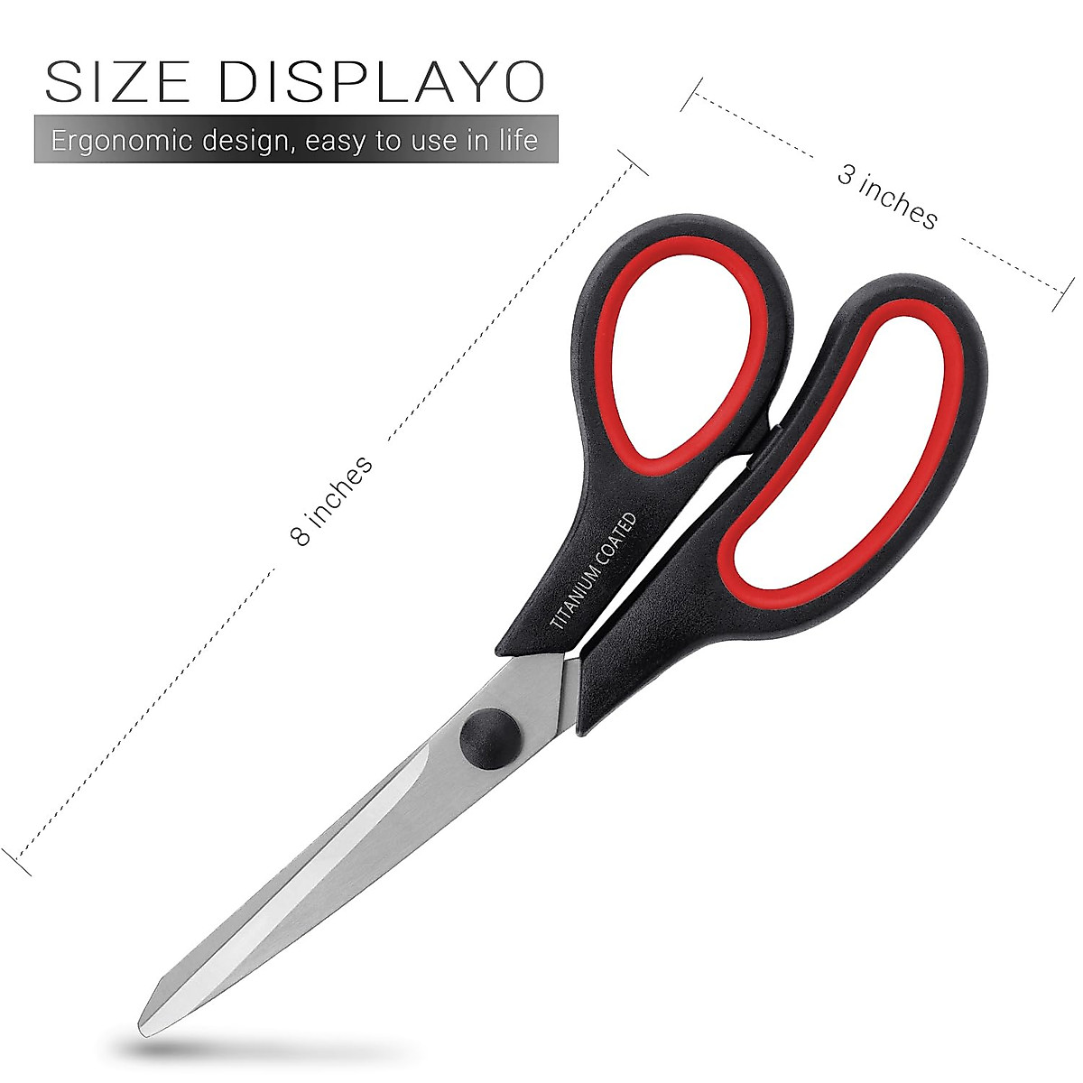 Scissors 8" Multipurpose Scissors Right/Left Handed Titanium Coated Sturdy Sharp Scissors for Office Home School Students Teacher Art Craft DIY Supplies