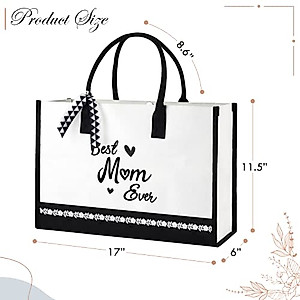 GLORIEROO Gorgeous Christmas Gifts, Lovely Lace Canvas Tote Bag Mom Gifts, Embroidery Gifts for Mom, Gifts for Wife, Great for Birthday, Valentines Day, Anniversary, Mothers Day Gifts_Best Mom Ever