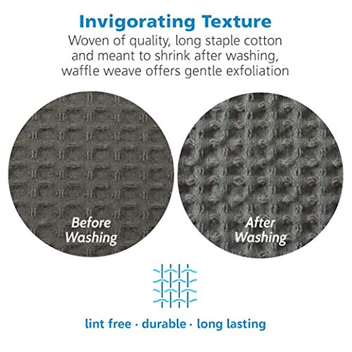 GILDEN TREE Waffle Towel Quick Dry Thin Exfoliating Washcloths for Face Body, Classic Style (Stone)