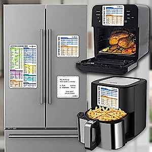 Air Fryer Magnetic Cheat Sheet Set (1 Set of 3 Pcs) - Air Fryer Accessories Cook Times Chart, Air Fryer Cookbook Recipe Cards, Kitchen Accessories with Dry Erase Fridge Whiteboard, White