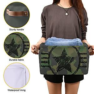 Military Camouflage Storage Basket Storage Bin Rectangular Collapsible Storage Box with Leather Handles Laundry Baskets Organizer for Kitchen, Bedroom