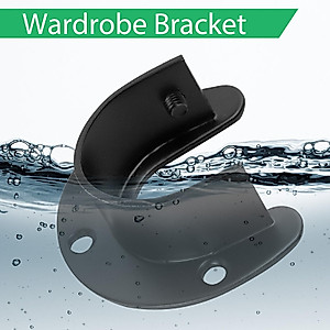 Haikole Closet Rod Bracket 2pcs 1-1/2 Inch Closet Pole Socket,U Shaped Stainless Steel Closet Rod Holders for Closet Shelf Wardrobe Shower Curtain,Black Closet Pole Socket With Screws (A-Black)