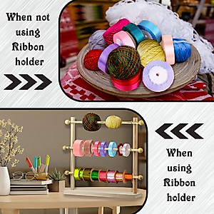 SAVINA Ribbon Organizer - Wooden Ribbon Rack Holder for Sewing Craft, Wreath, Mesh, Thread, Tape, Roll - Ideal for Florist Arts & Gift Wrapping Storage