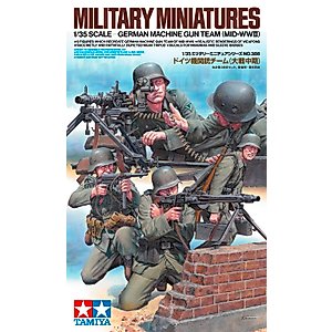 TAMIYA 35386 1:35 Figure Set German MG Troops (5) with WW2 Faithful Replica, Model Building, Plastic Kit, Crafts, Hobby, Gluing, Model Kit, Assembly, Unpainted