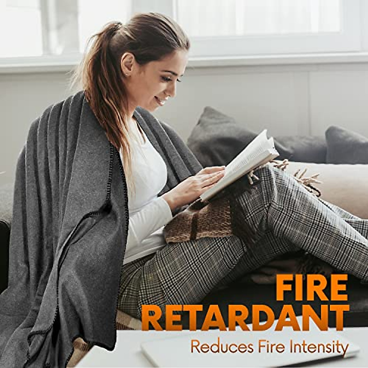 Jmr Usa Inc. Military Wool Blanket for Camping, Emergency and Everyday Use, Fire Retardant Extra Thick and Warm Outdoor Wool Blanket, 80% Wool, Grey, Size 66X90.