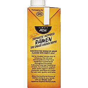 Simply Asia Japanese Inspired Ramen Soy Ginger Chicken Broth, 26 fl oz (Pack of 6)