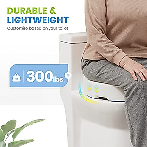 OasisSpace Hinged Toilet Seat Riser - Raised Toilet Seat Elongated Bowl, Elevated Toilet Seat, Handicap Toilet Seat Riser 4 Inch, Raised Toilet Seat for Senior 300lbs