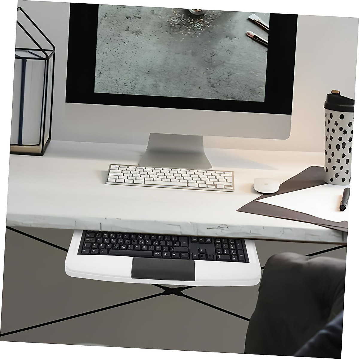 STOBOK Keyboard Tray Under Desk Slide Desk Pp Aluminum Space Saving Out Office Keyboard Stand