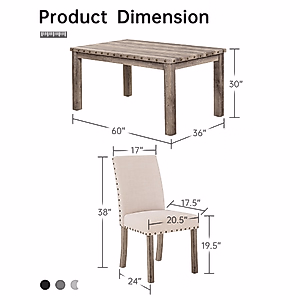 Morden Fort 7 Piece Rustic Wooden Dining Set, Mid-Century Modern Table & Chair Set for Spacious Dining Rooms and Entertaining Guests