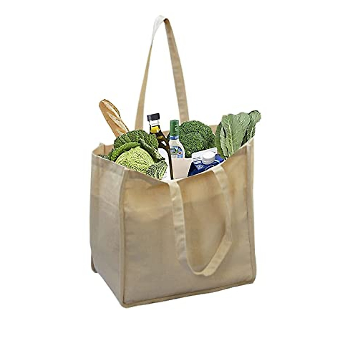 WHITEWRAP Canvas Grocery Shopping Bag with 6 Pockets 14.5” x 13” x 8" Pack of 2
