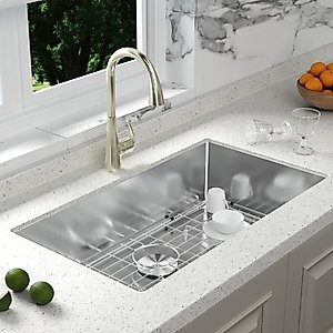 KitchenMan Kitchen Sink 32 inch Undermount Stainless Steel Kitchen Sink 16 Gauge Single Bowl Kitchen Sink, Fits 36" Cabinet